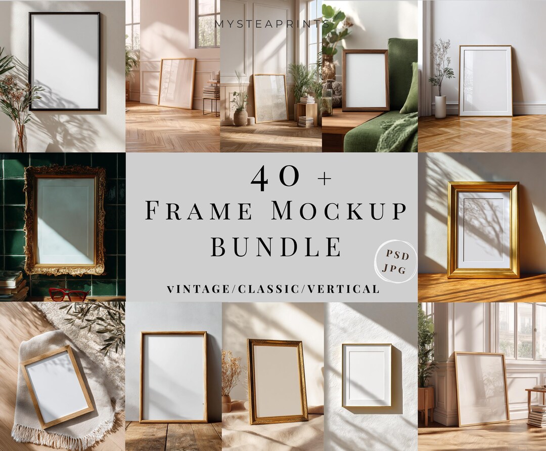 40 Vintage Frame Mockup Bundle Vertical Classic Elegant Mockups for ...