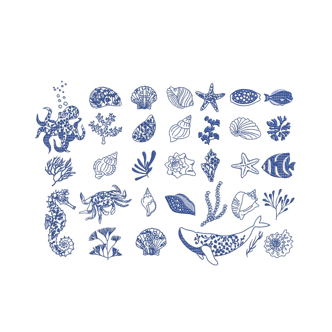 33 Chinoiserie Marine Coastal Machine Embroidery Design Pattern ...
