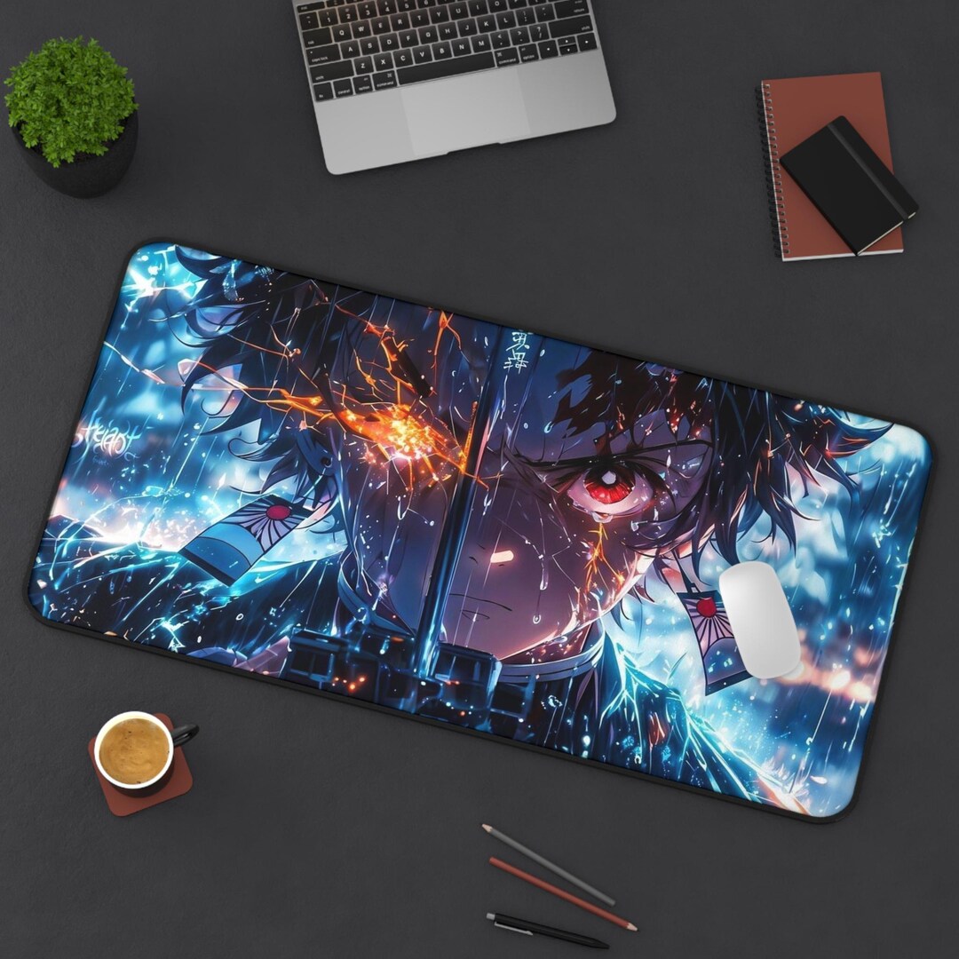 Demon Slayer Tanjiro Split Face Illustration Desk Mat | Anime Gaming ...