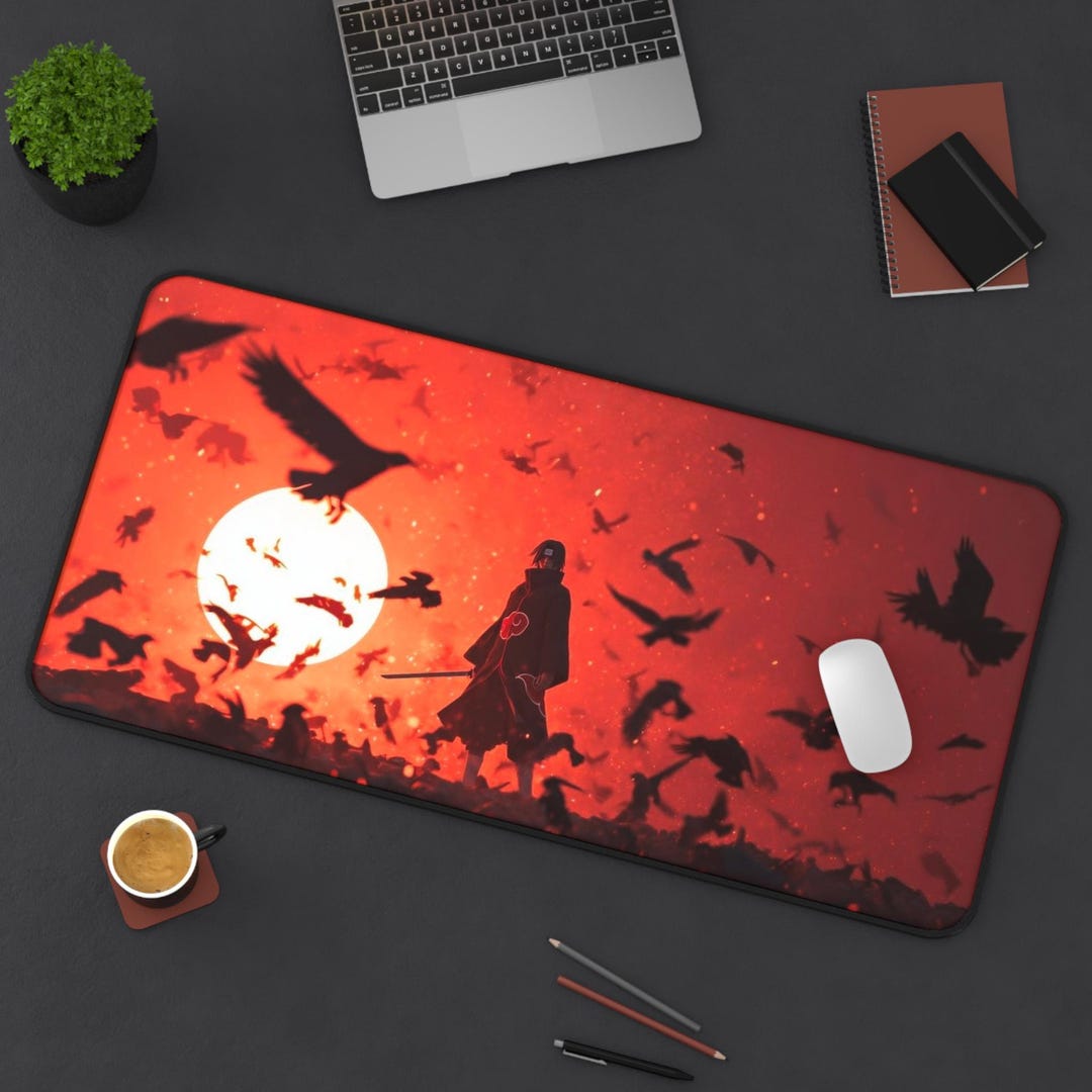 Itachi Uchiha Mousepad - Sharingan Gaming Mat Akatsuki Crow Silhouette ...