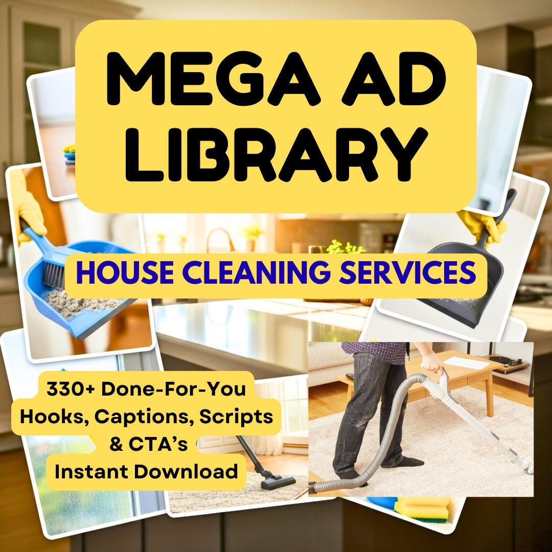 House Cleaning Service Marketing Assets – 330+ Ready-to-use Hooks ...
