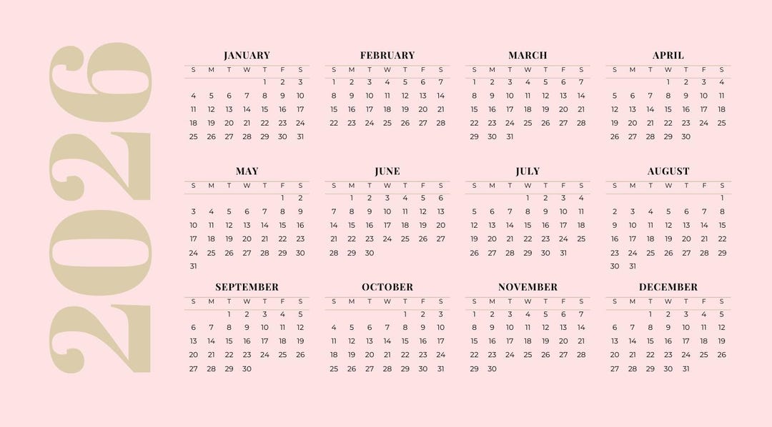 2026 Pink Printable Calendar | Kawaii Monthly PDF Wall Calendar ...