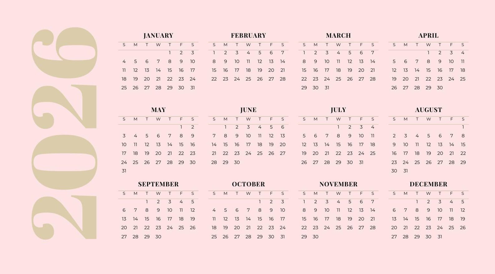 2026 Pink Printable Calendar | Kawaii Monthly PDF Wall Calendar ...