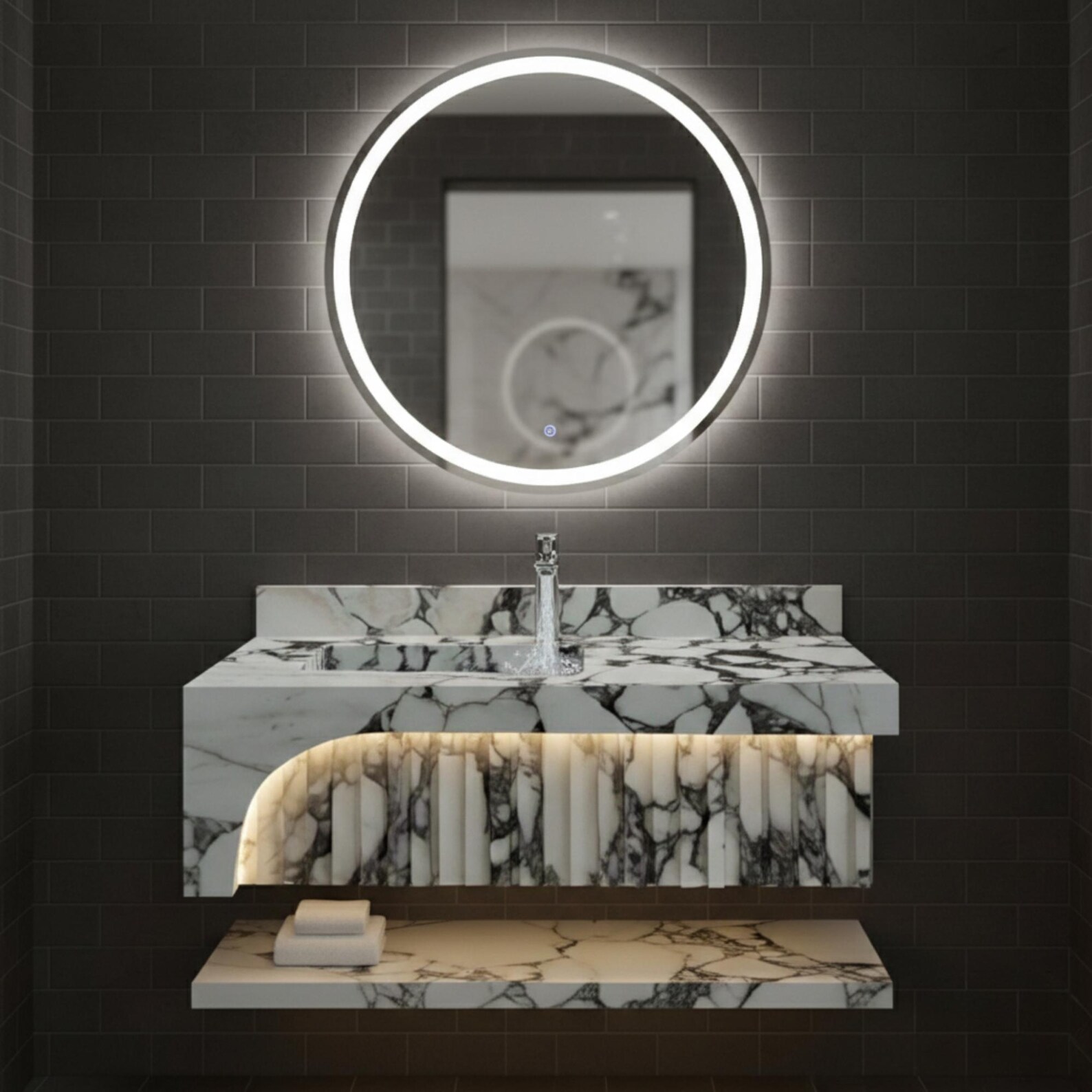 Calacatta Viola Marble Sink, Wall Mounted Floating Vanity, Natural ...
