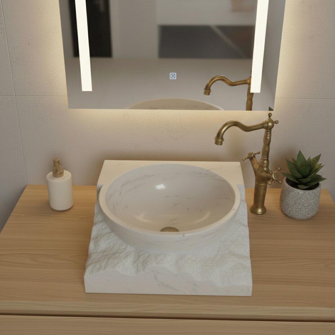 White Marble Sink : Modern Style Natural Stone Wash Basin, Unfinished ...