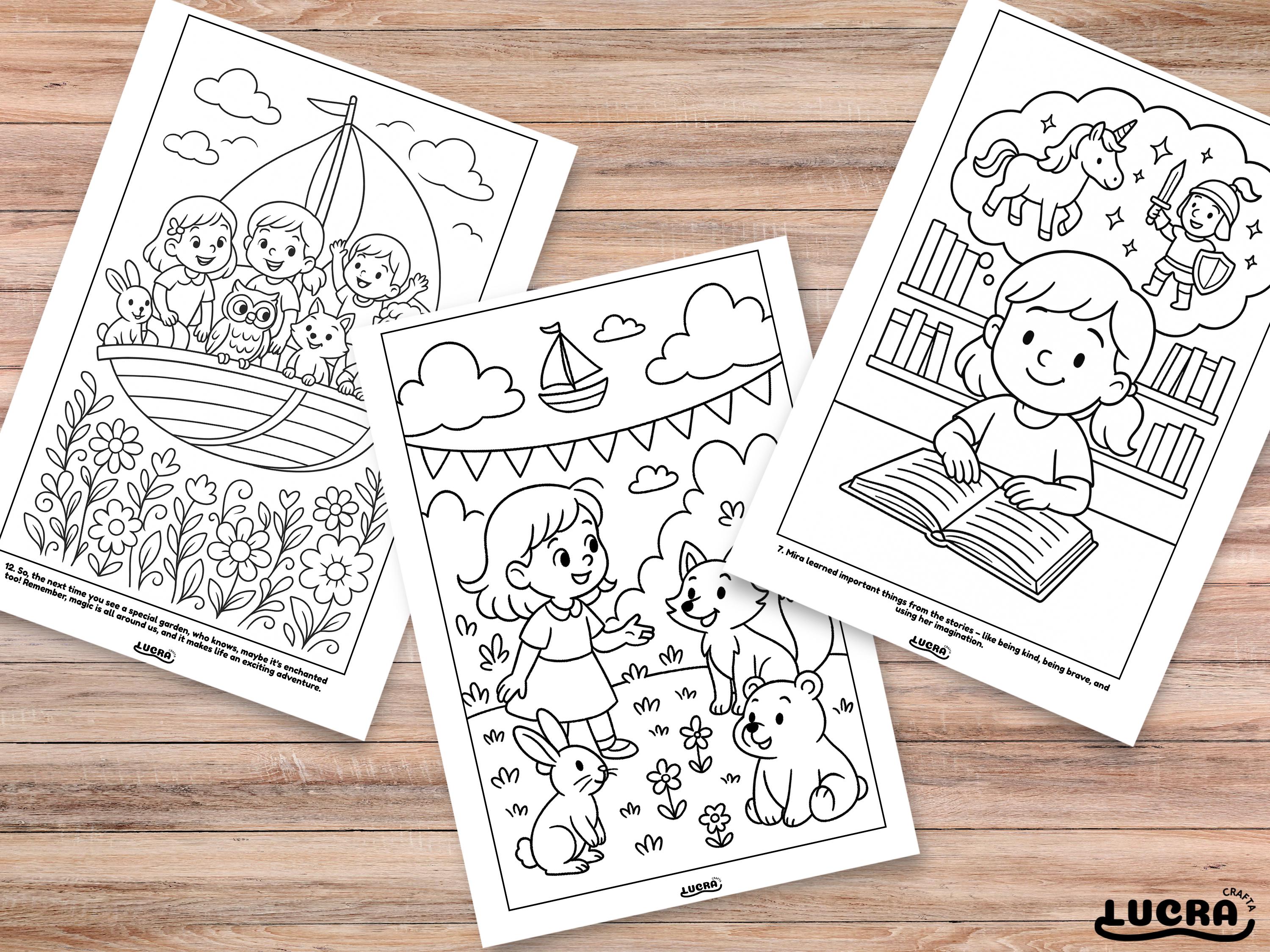 Coloring Book With Story, Creative Reading Activity for Preschool and ...