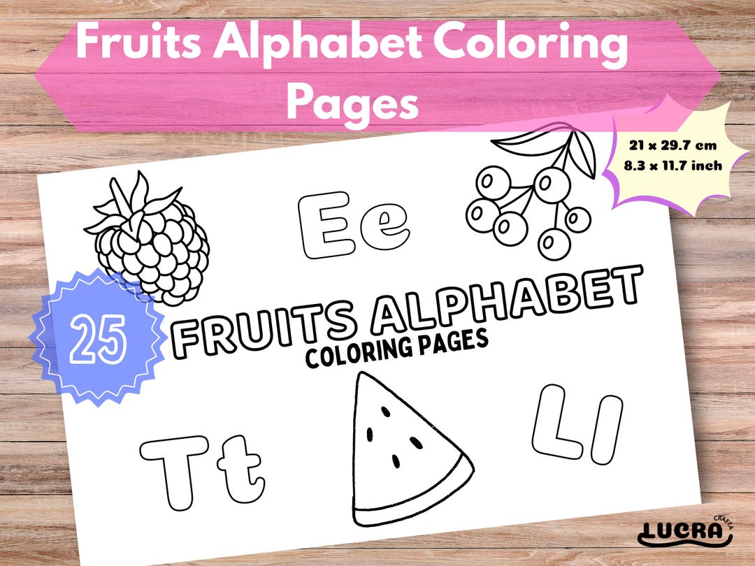 25 Alphabet Fruits Coloring Pages, Learn Fruits and Vegetables, Toddler ...