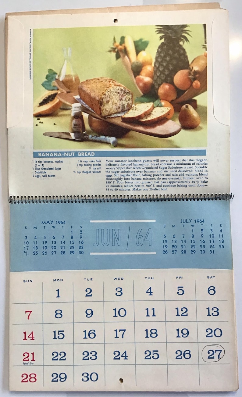 1964 Recipe Calendar From Arkansas Savings & Loan With Pockets - Etsy