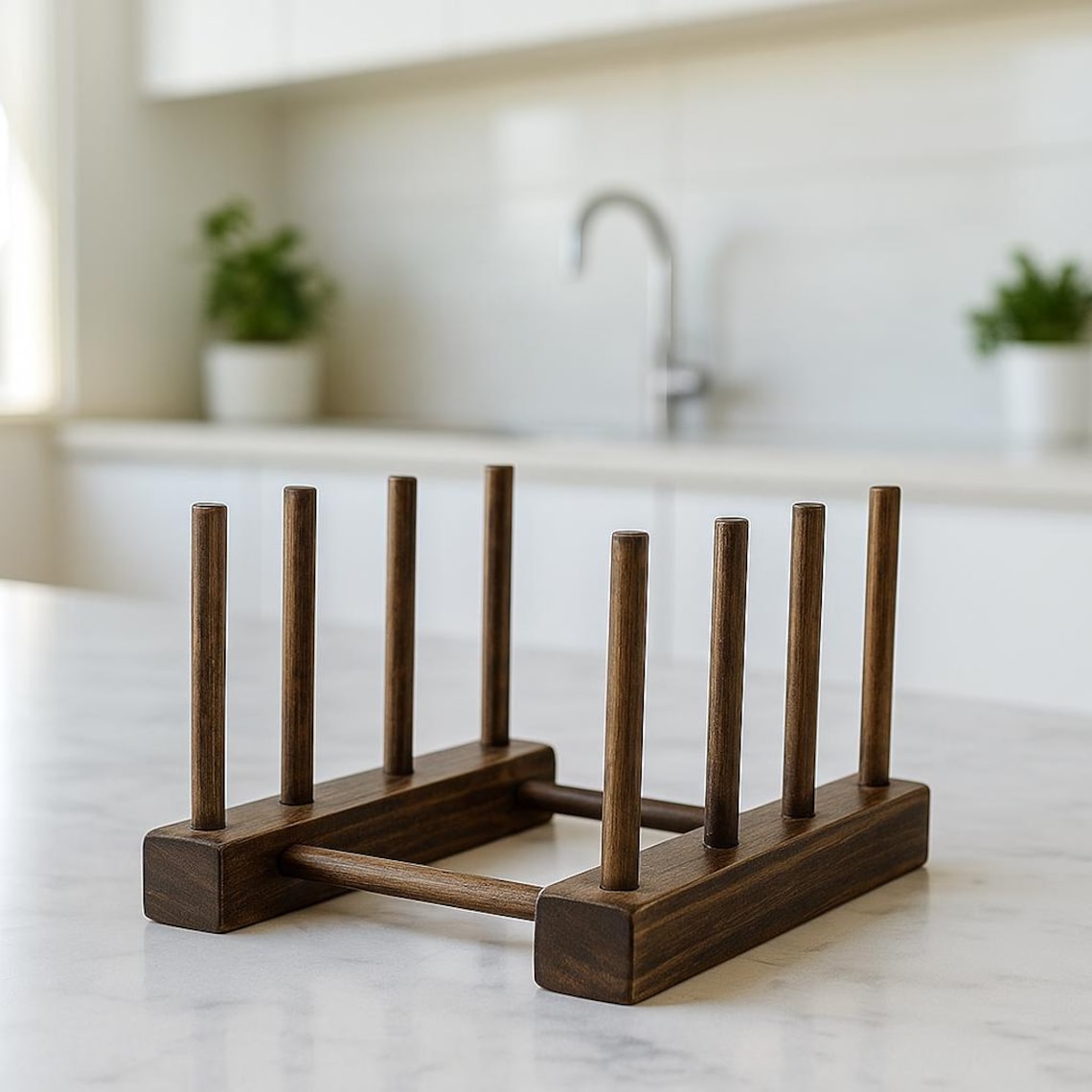 Wooden Dish Drying Rack Plate Organizer Stand | Kitchen Counter Storage ...