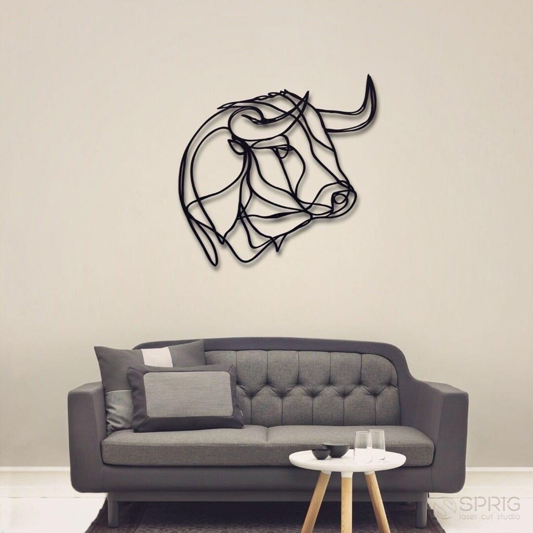 Bull Laser Cut Svg Dxf Files Wall Sticker Engraving Decal Silhouette ...