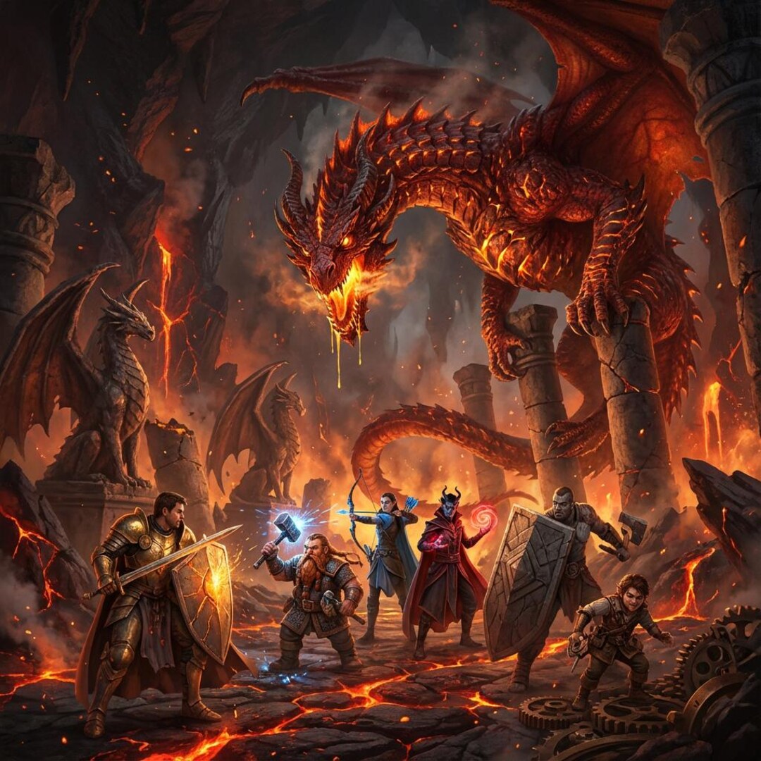 Custom Dnd Party Portrait | Epic Dragon & Dungeon Fantasy Art, Glowing ...