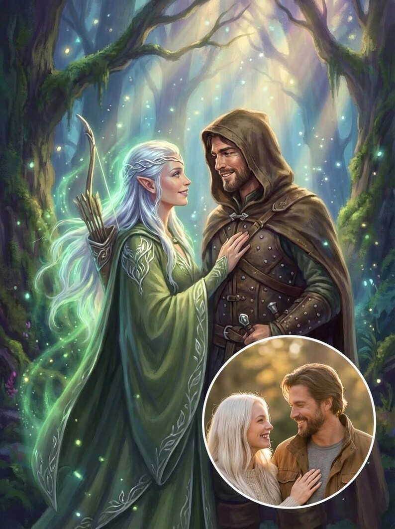 Custom Dnd Couple Portrait • Fantasy Illustration • Personalized ...