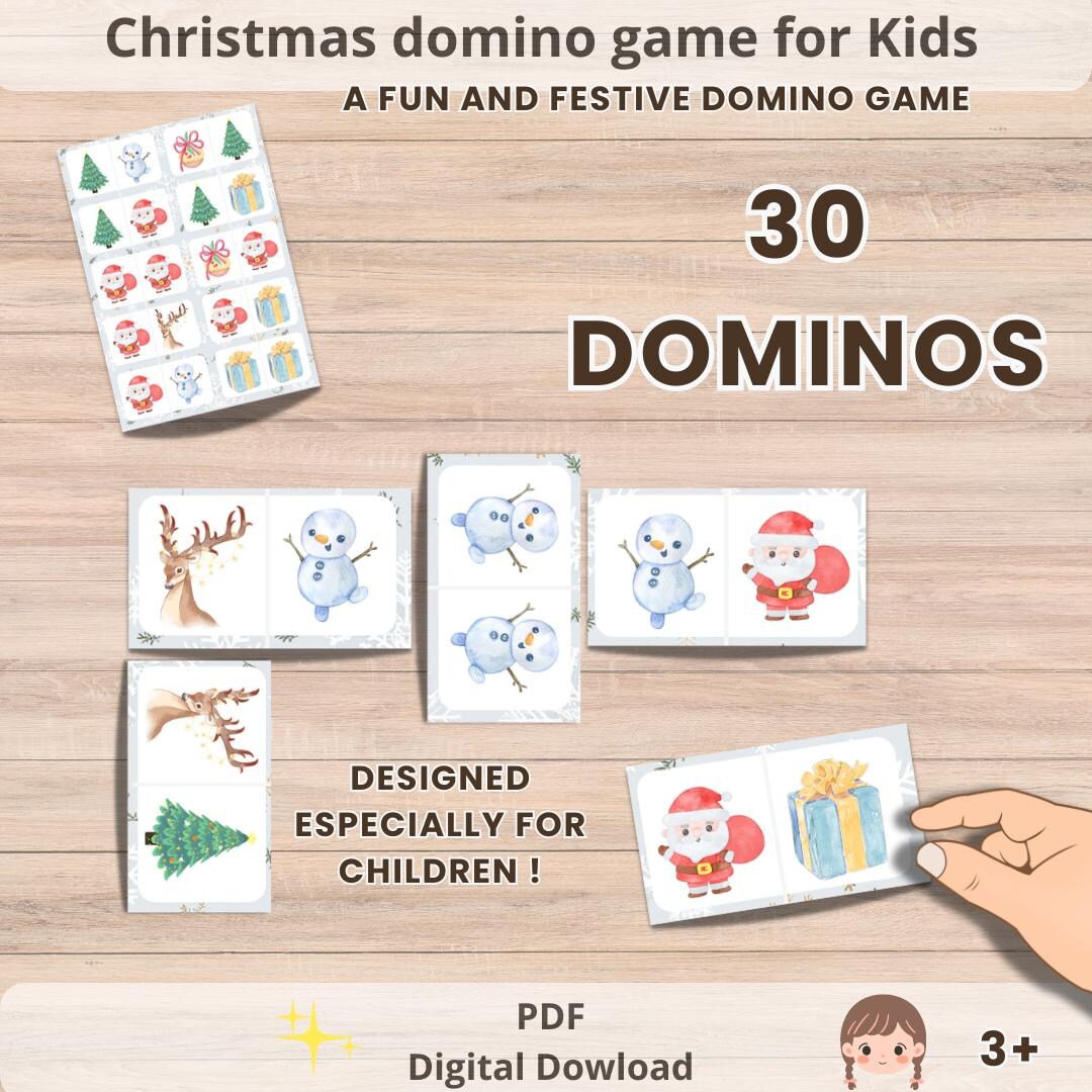 Printable Christmas Dominoes Game - 30 Pieces - Educational Game for ...