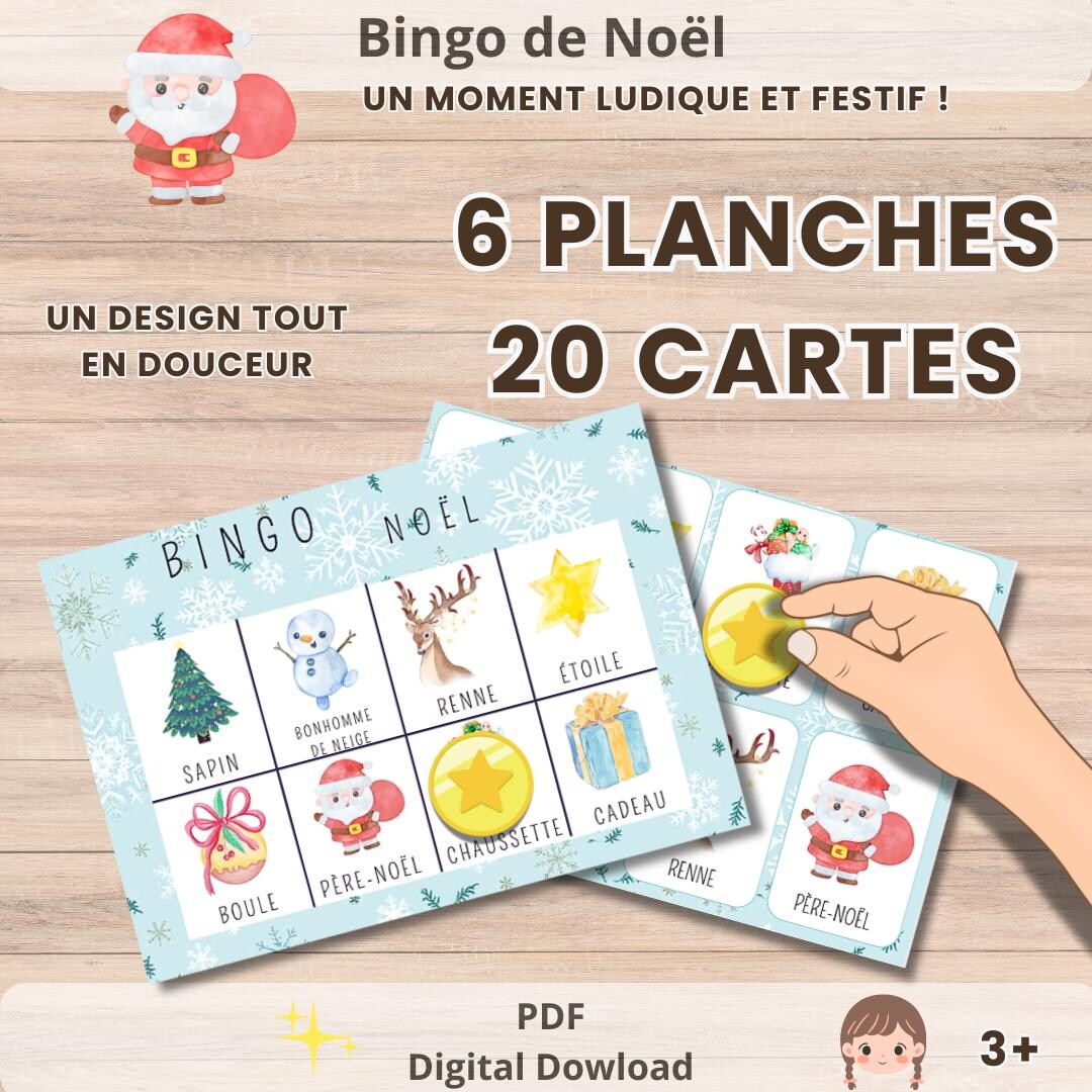 Christmas Bingo for Preschoolers - Printable Game in French - Christmas ...