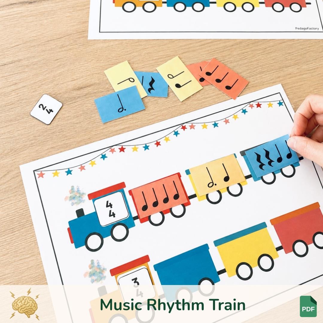 Music Rhythm Game Printable – Time Signature Train Activity (4/4, 3/4 ...