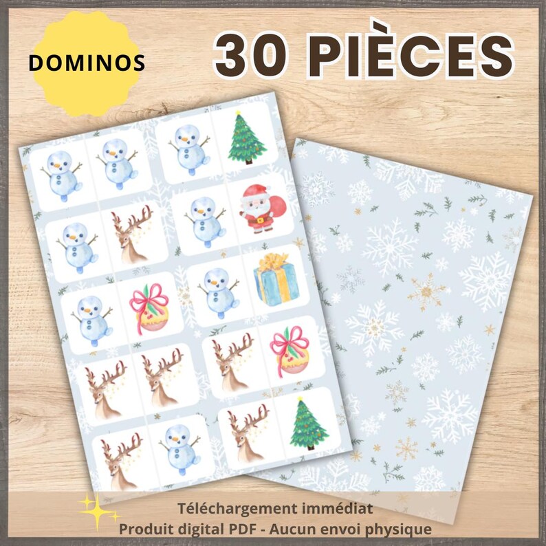 Printable Christmas Dominoes Game - 30 Pieces - Educational Game for ...