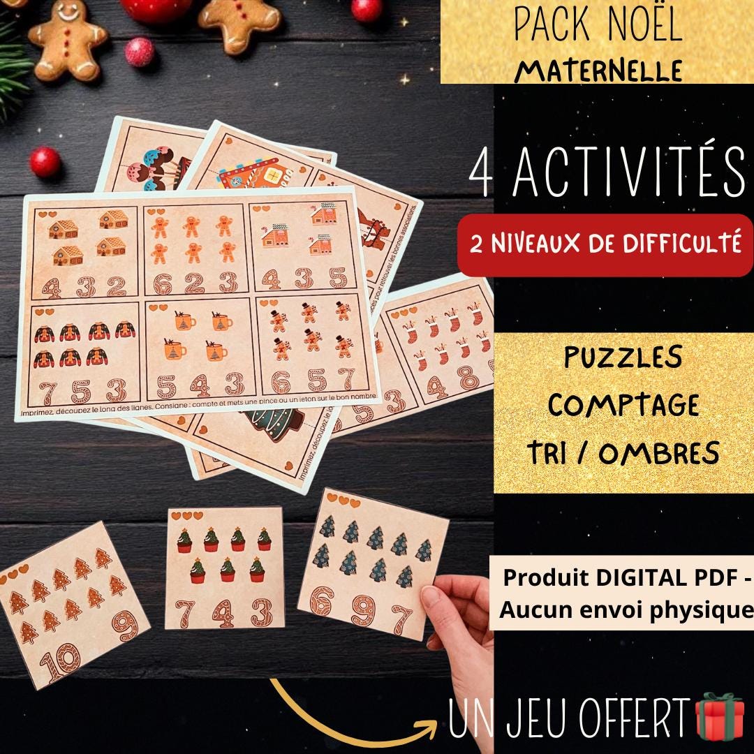 Pack Noël Maternelle - Activités à Imprimer PDF - Puzzles 4 Pièces ...