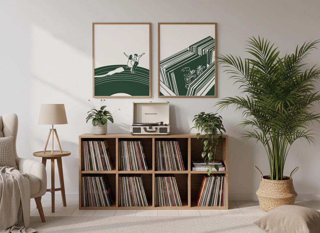 Vinyl Records Wall Art Set of 2 | Retro Music Posters | Digital ...