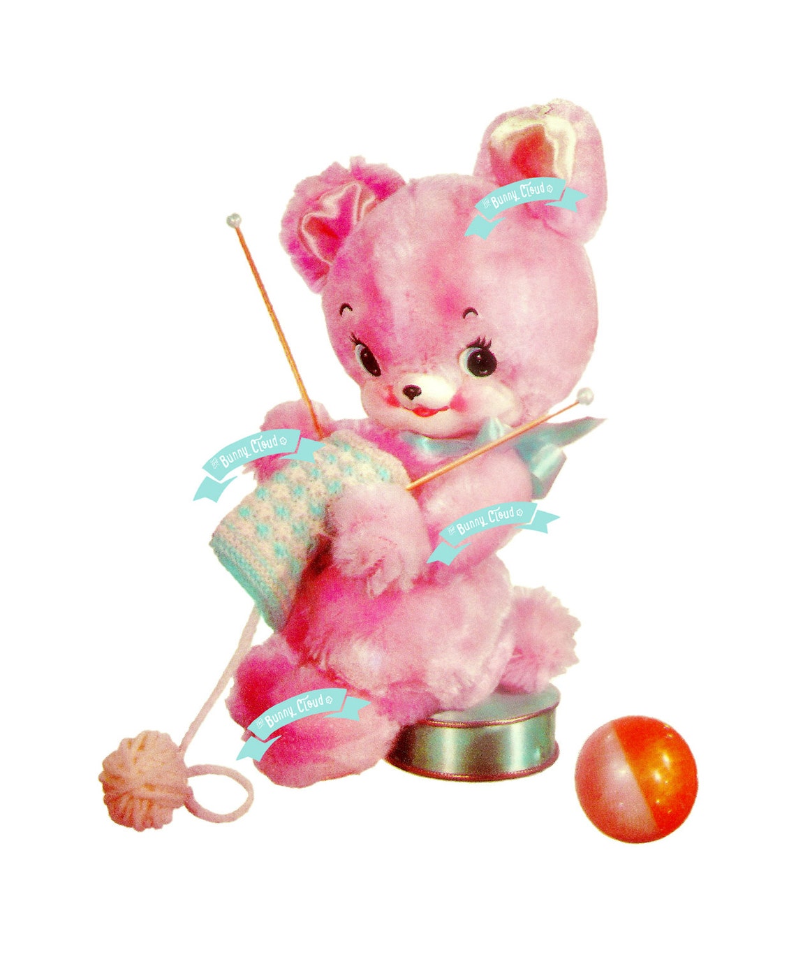 Vintage Digital Download, Cute Pink Bear, Vintage Greeting Card ...