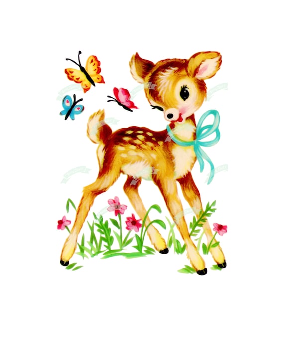 Vintage Digital Download Cute Bambi Vintage Greeting Card - Etsy