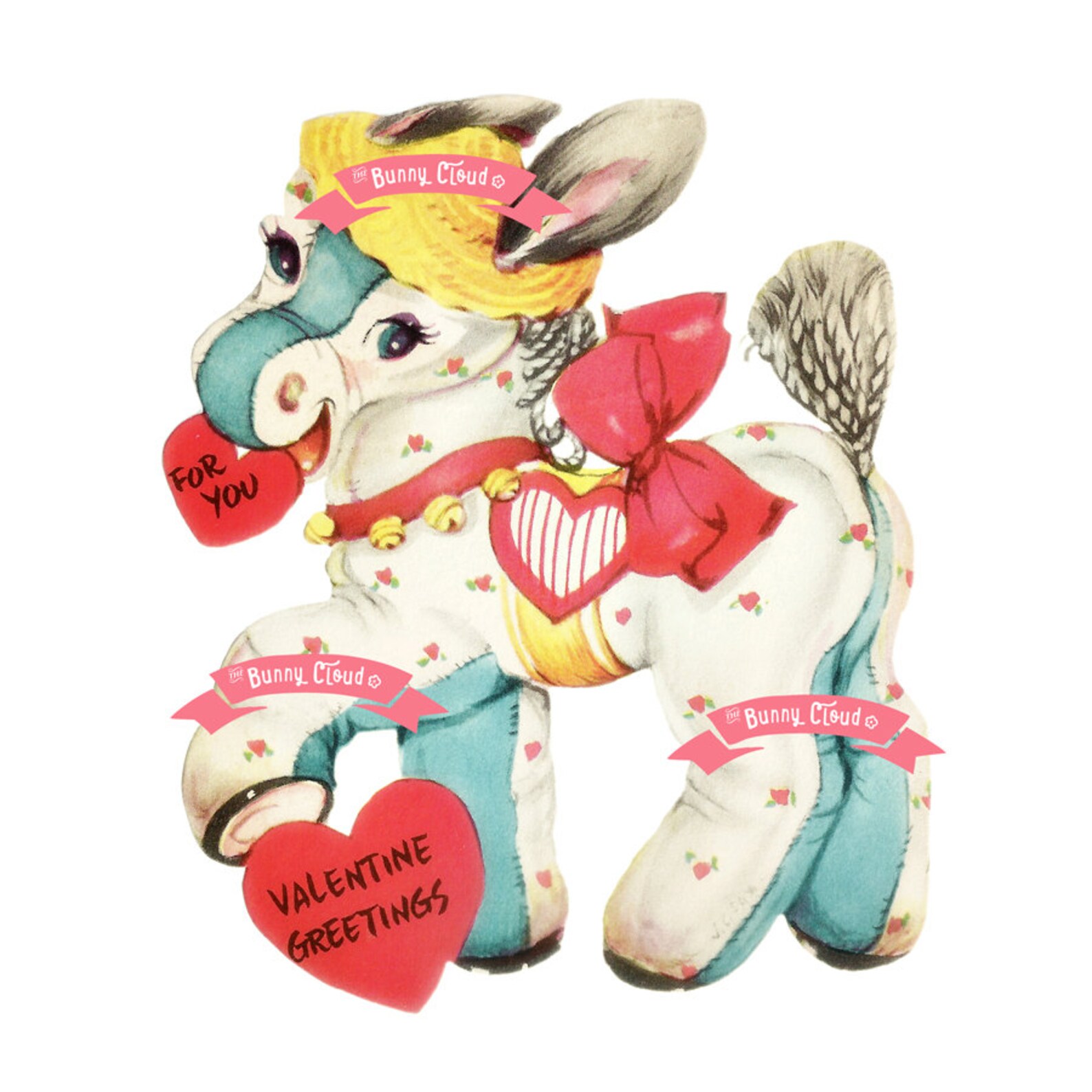 Donkey Vintage Digital Download Vintage Greeting Card - Etsy