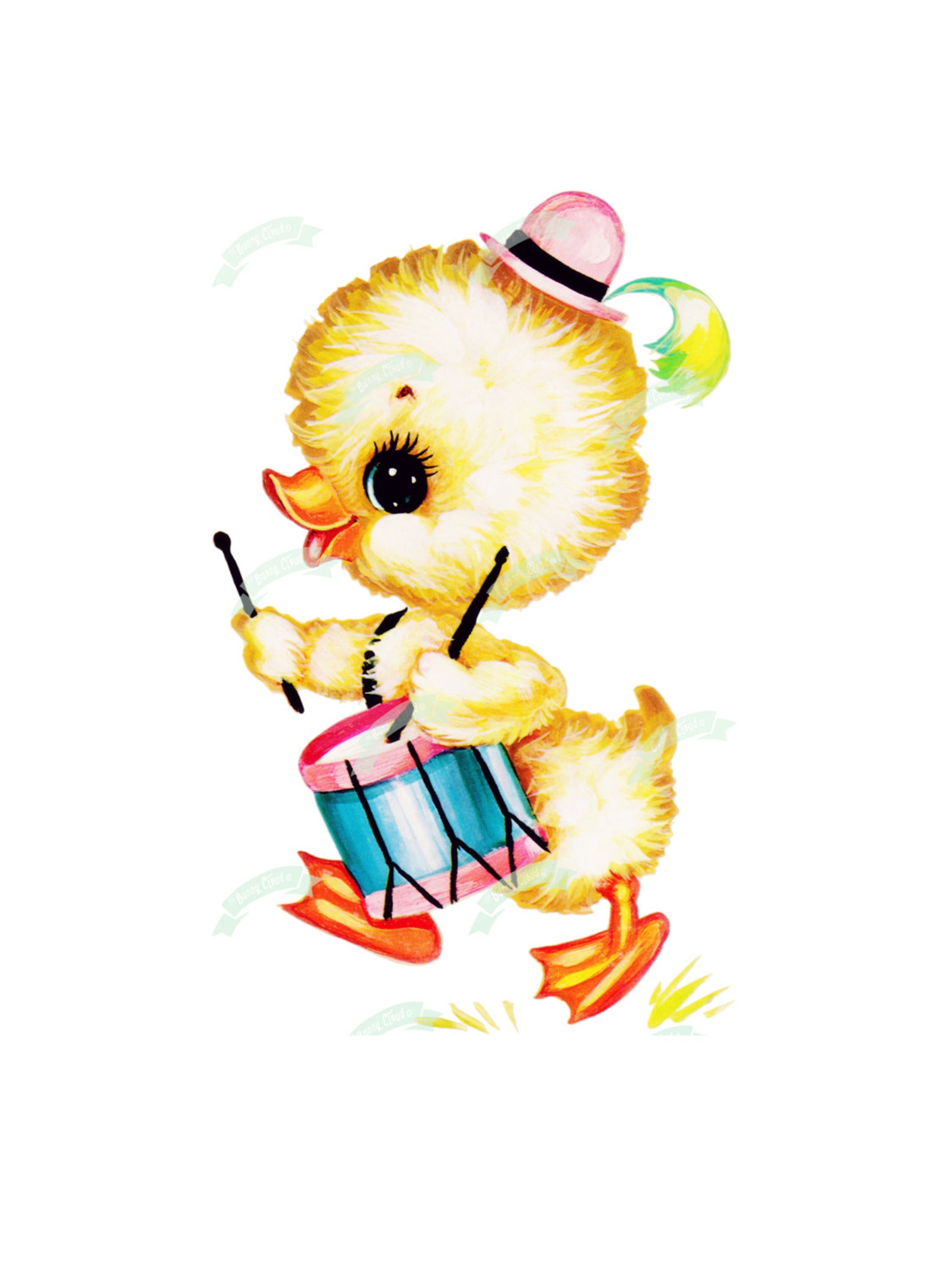 Large,vintage Digital Download, Fluffy Chick, Vintage Greeting Card ...