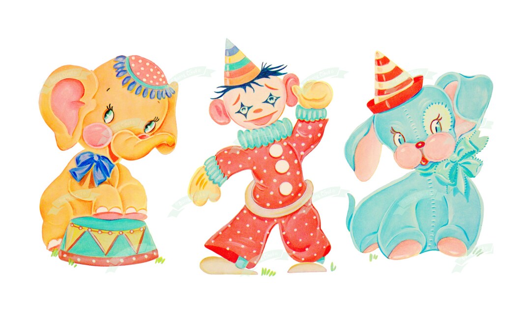 LARGE, Vintage Digital Download, Circus Animals, Fluffy, Vintage ...
