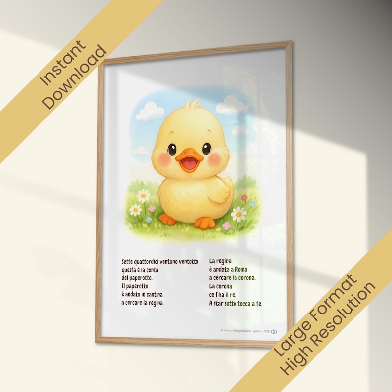 Duckling's Nursery Rhyme – Illustrated Children's Poster | Digital ...