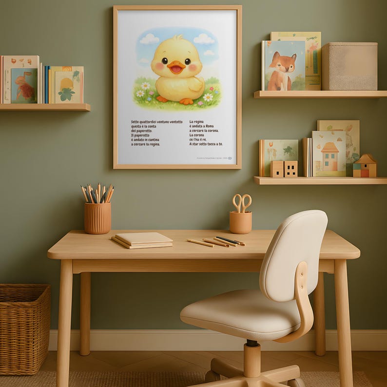 Duckling's Nursery Rhyme – Illustrated Children's Poster | Digital ...