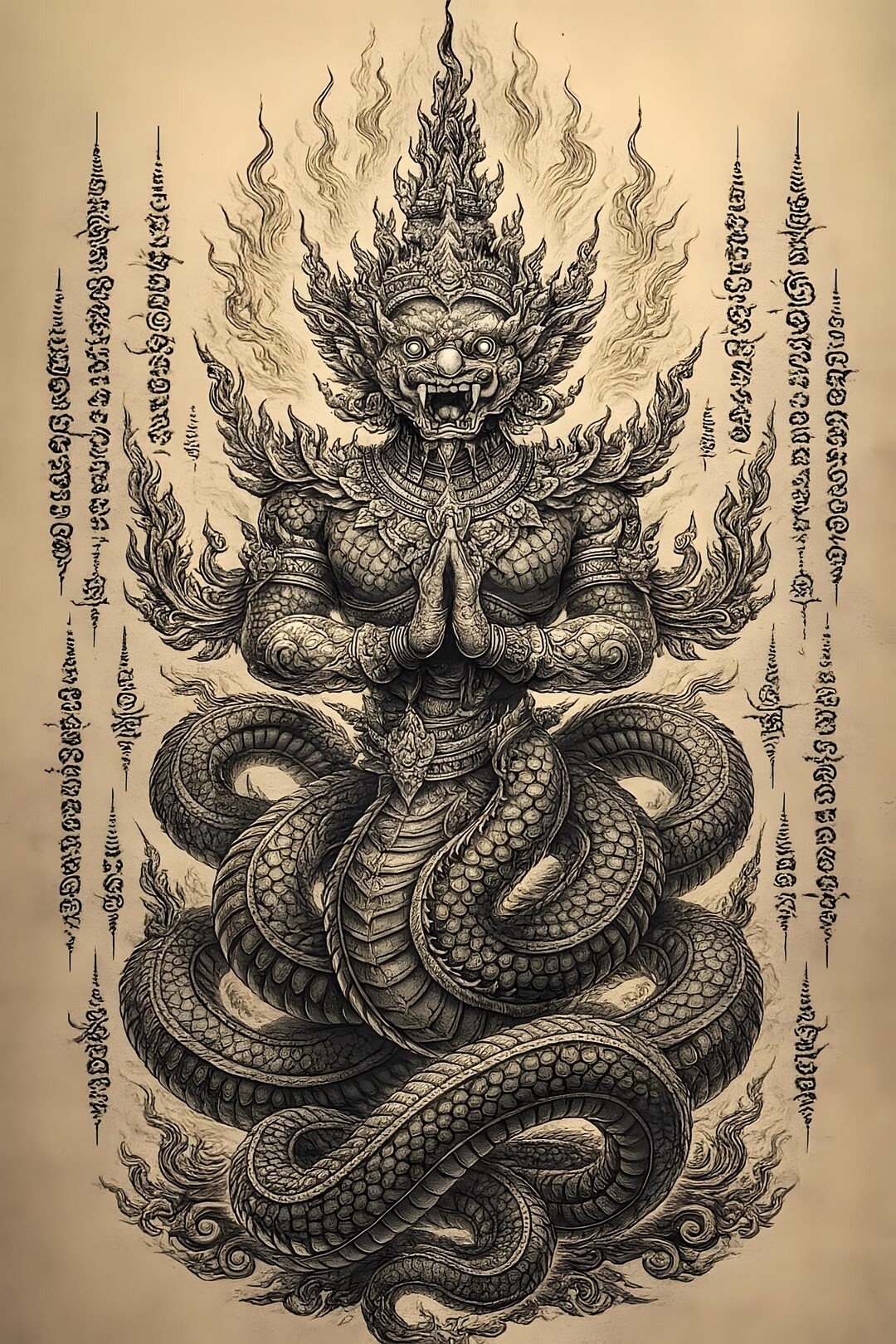 Thai Naga Guardian Art - Etsy