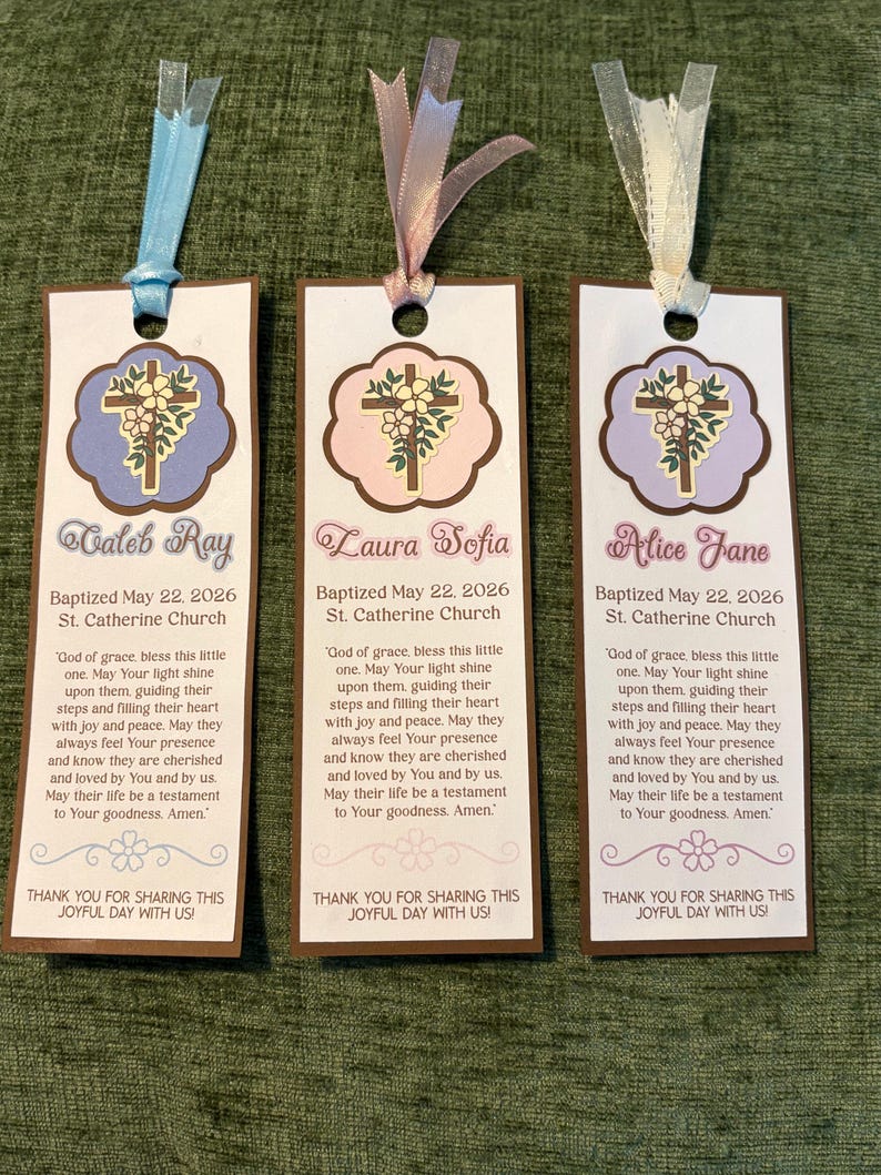 Baptism Bookmarks With Ribbon Favors - Etsy