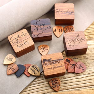 Personalized Walnut Wood Guitar Pick Box: Engraved Plectrum Storage - Etsy