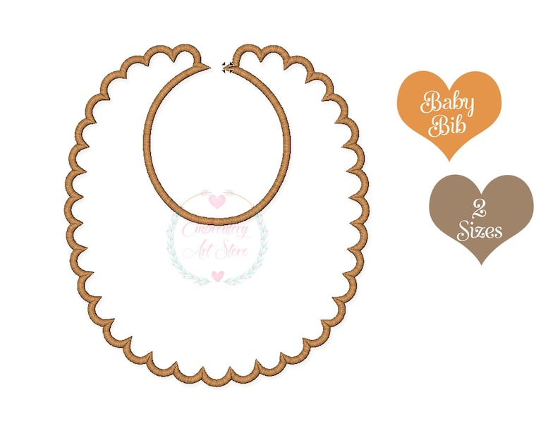 Applique Baby Bib Embroidery Design: Scalloped Edge, 8", 10" Sizes ...