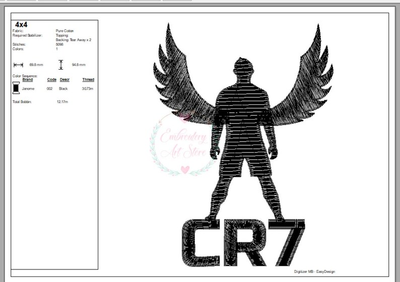 Cristiano Ronaldo CR7 Embroidery Design: 5 Sizes (digital Download) - Etsy