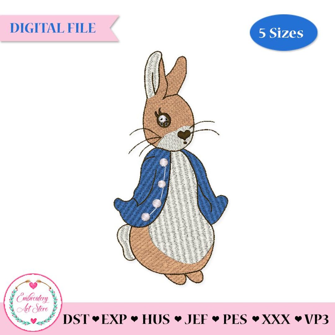 Boy Peter Rabbit Machine Embroidery Design, Cute Bunny Baby Rabbit ...