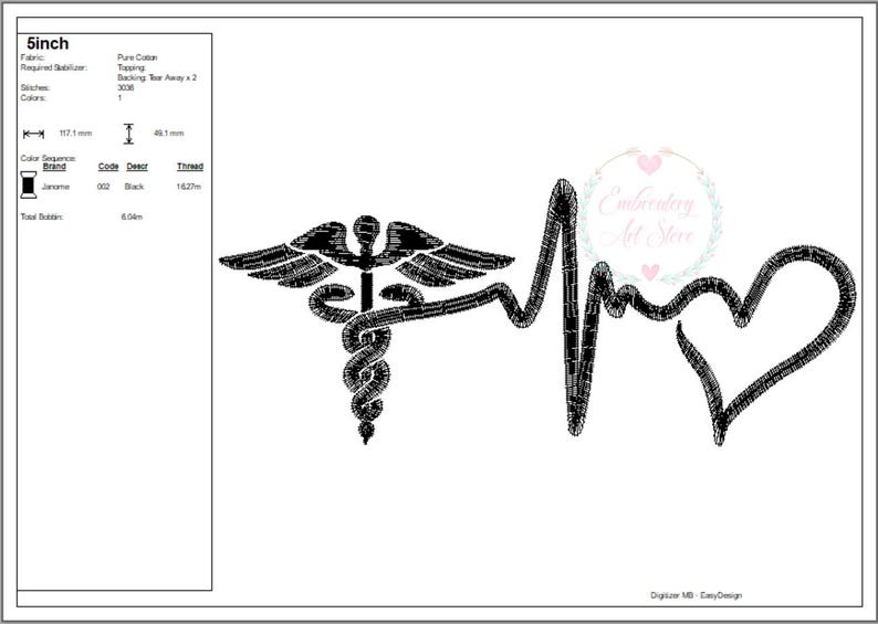 Medical Symbol Heart Machine Embroidery Design, Doctor, Nurse Design, 5 ...