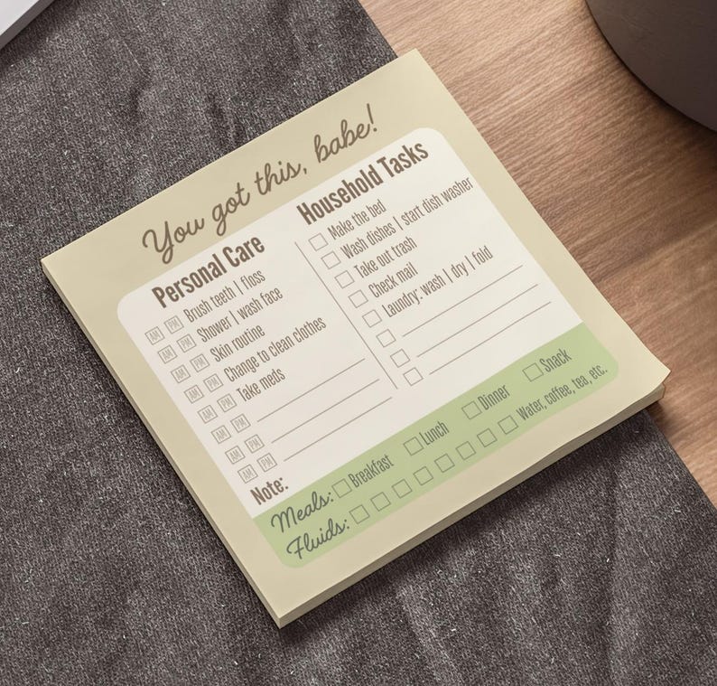 ADHD Daily Care Checklist Sticky Notes - Personal Care and Household ...