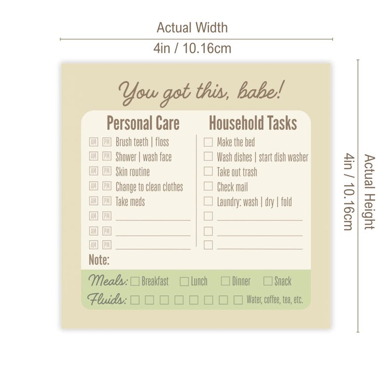 ADHD Daily Care Checklist Sticky Notes - Personal Care and Household ...