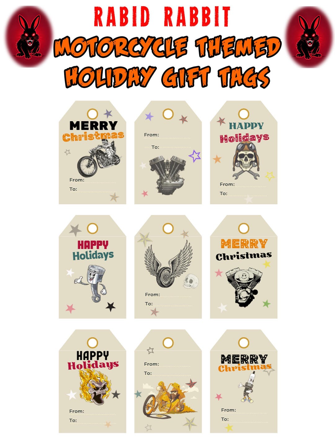 Motorcycle Themed Christmas Gift Tags - Etsy