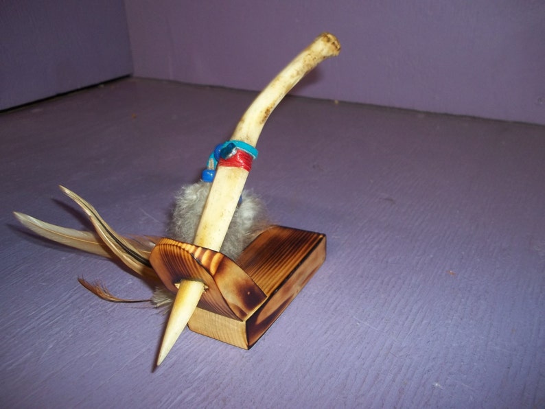 Real Hand Made Knife Bone Animal Rib Sinew Feather Stand Home - Etsy