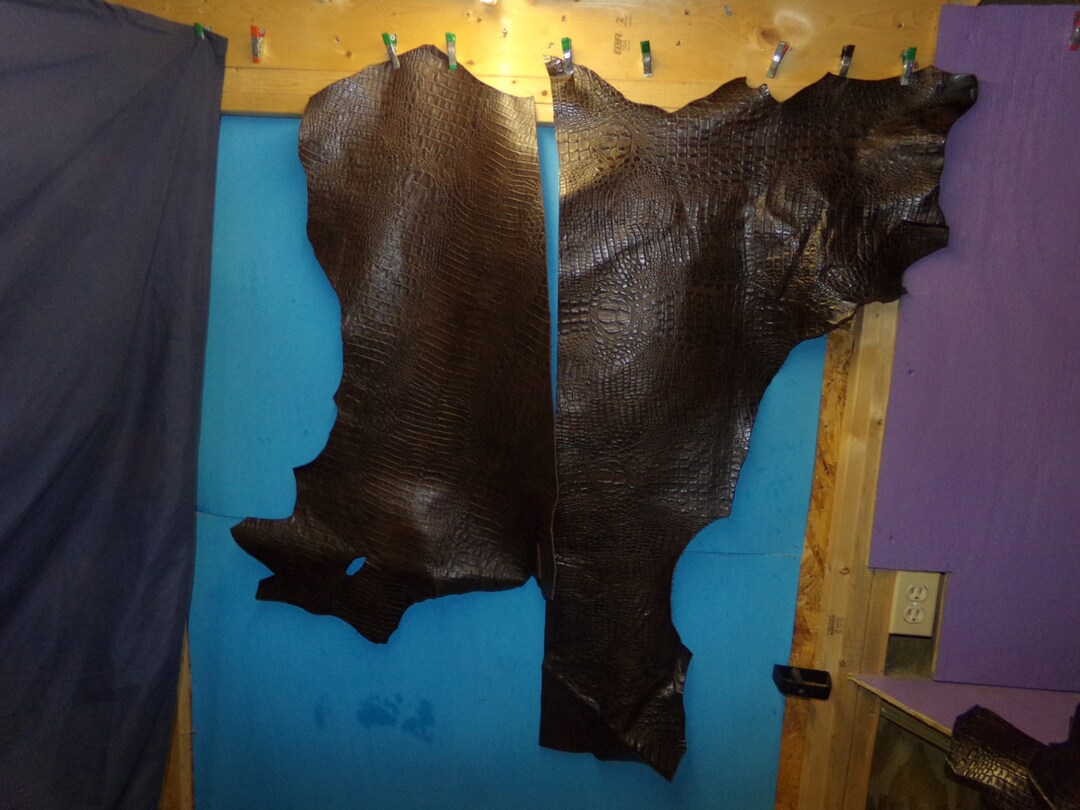 Two Real Pieces Leather Alligator Embossed Tanned Hides Craft Supplies ...