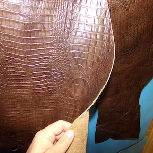 Two Real Pieces Leather Alligator Embossed Tanned Hides Craft Supplies ...