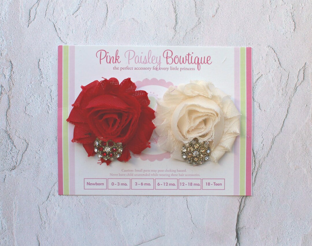 Set of 2 Shabby Chic Flower Alligator Hair Clips - Etsy