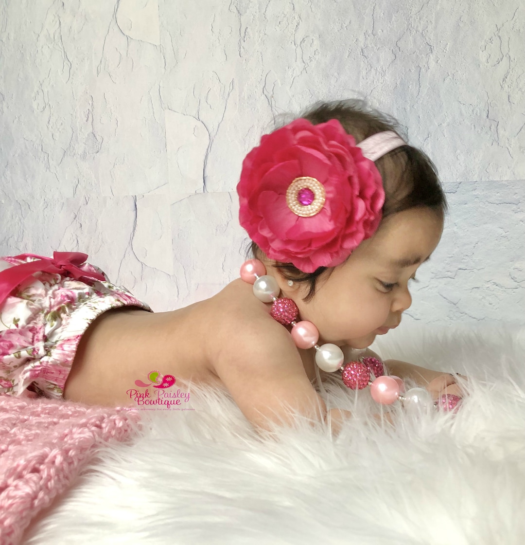 Floral Baby Bloomer Set: Satin Ruffle Diaper Cover, Headband - Etsy