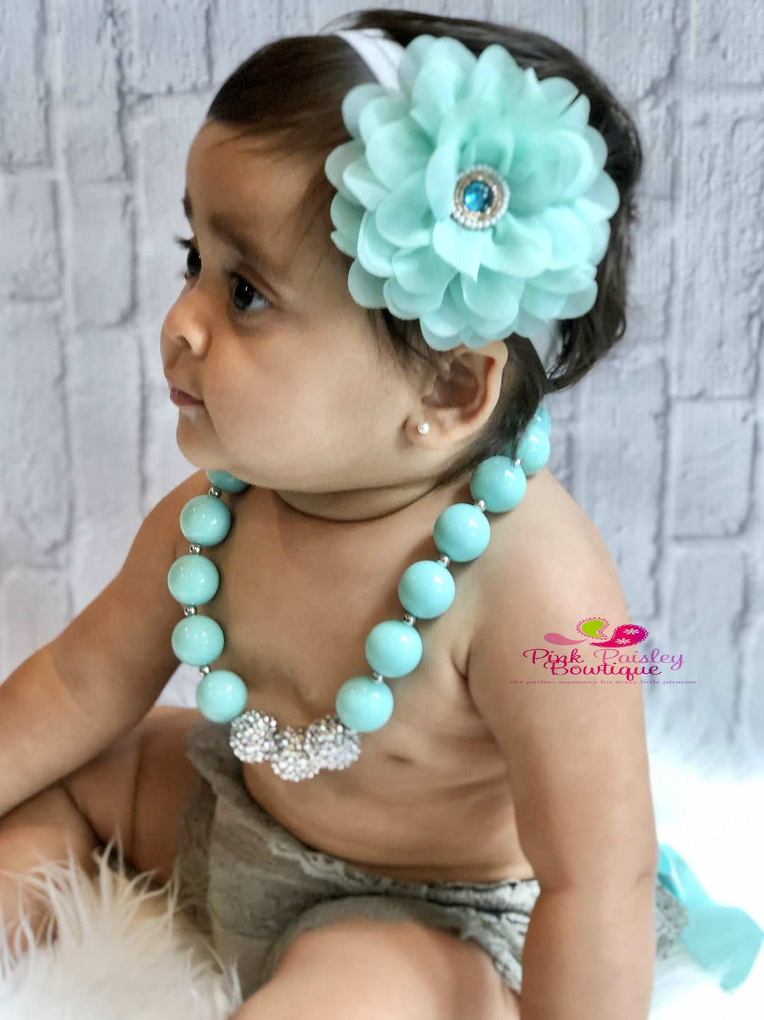 Ruffle Baby Bloomer Set: Lace Diaper Cover, Headband & Necklace - Etsy