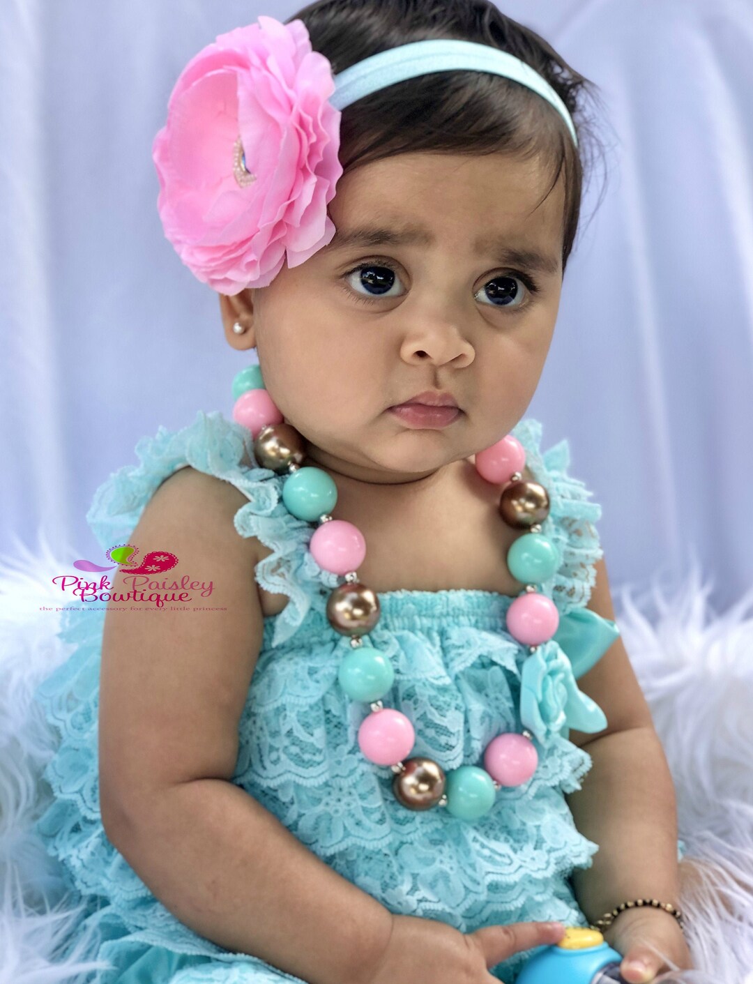 Aqua & Pink Baby Romper Baby Girl Rompers Sweet Shop - Etsy