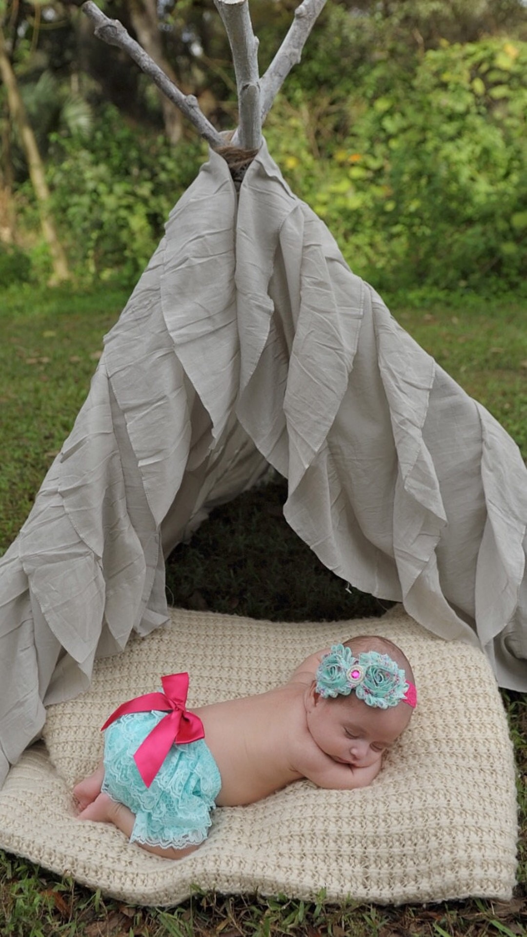Aqua Lace Newborn Bloomer Set: Baby Photo Outfit - Etsy