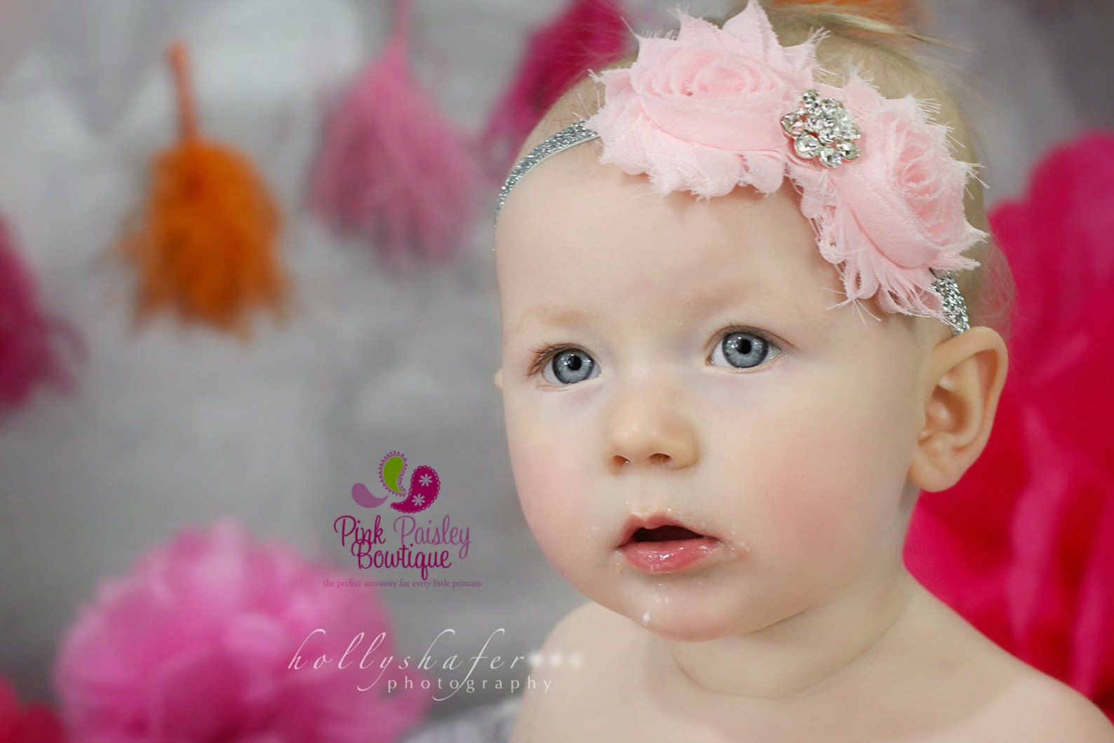 Pink Silver Baby Headband Baby Girl Headbands Baby Hair - Etsy