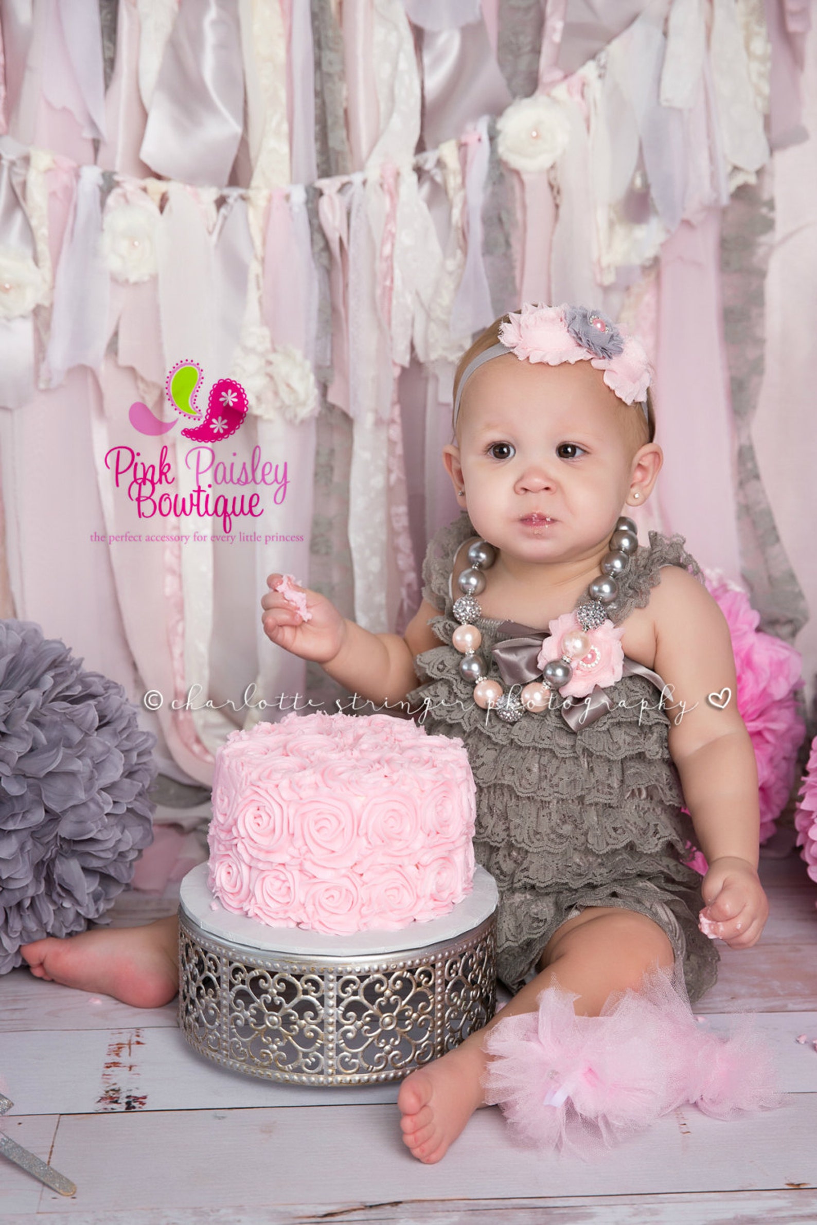 Cake Smash Outfit Baby Girl 1st Birthday Outfit Gray & - Etsy