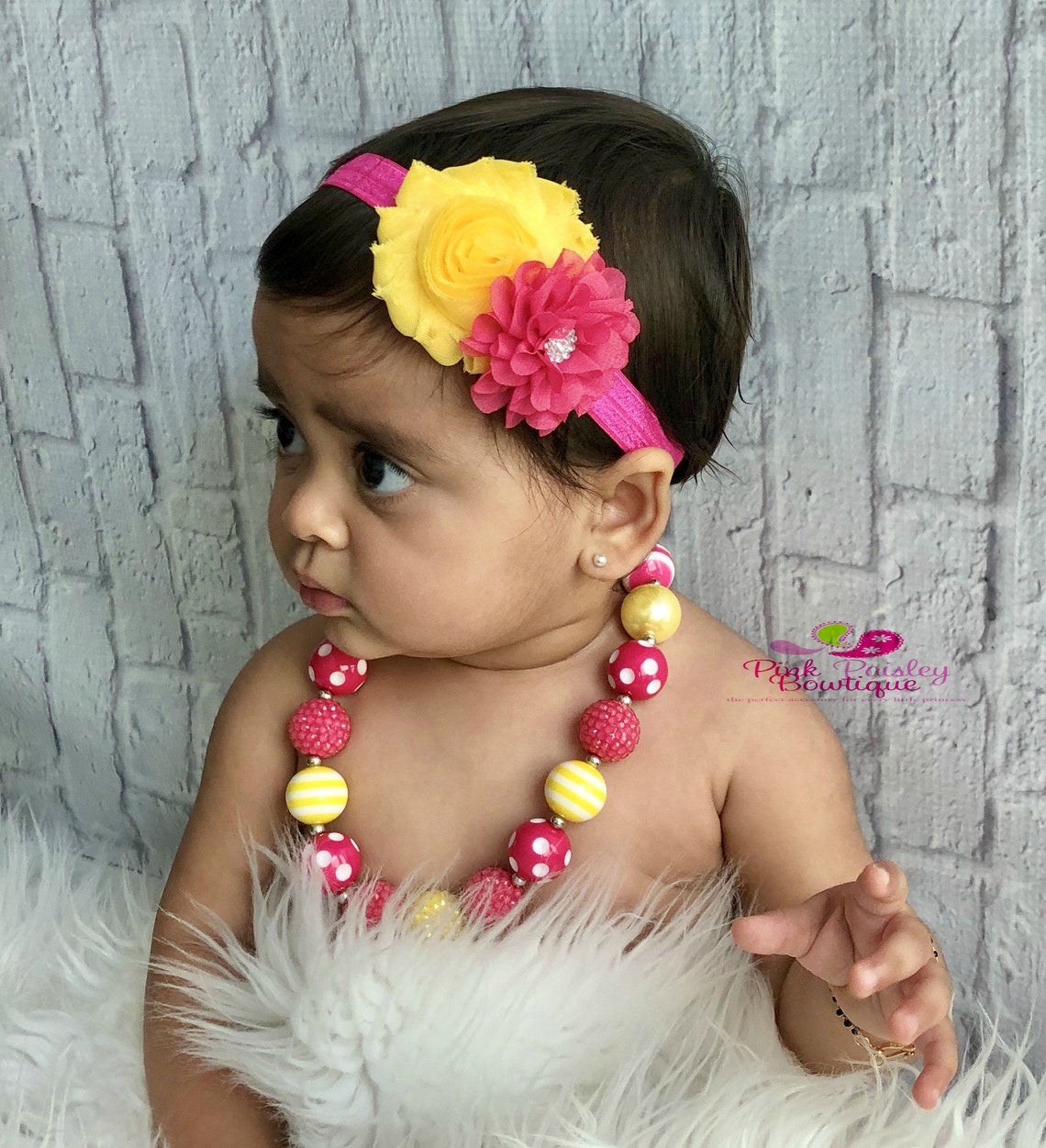 Strawberry Lemonade Necklace & Headband Set: Baby Girl Cake Smash Photo ...